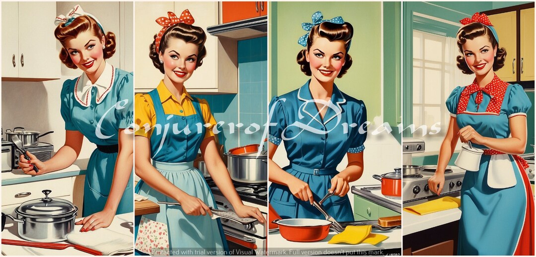 Retro Homemaker AI Art Digital Download Set of 4 - Etsy