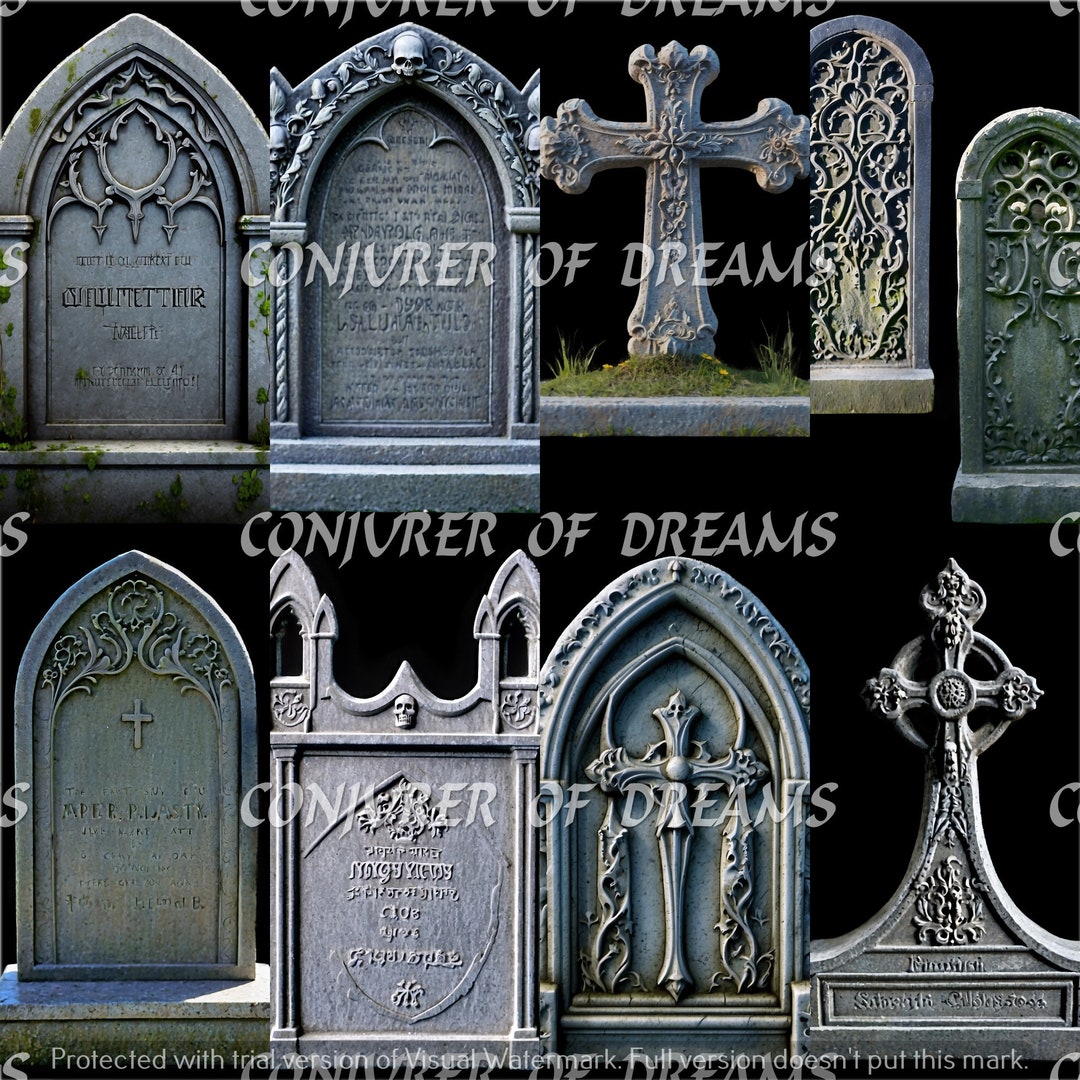 Gothic Tombstones Clipart AI Art Digital Download Set of 8 - Etsy