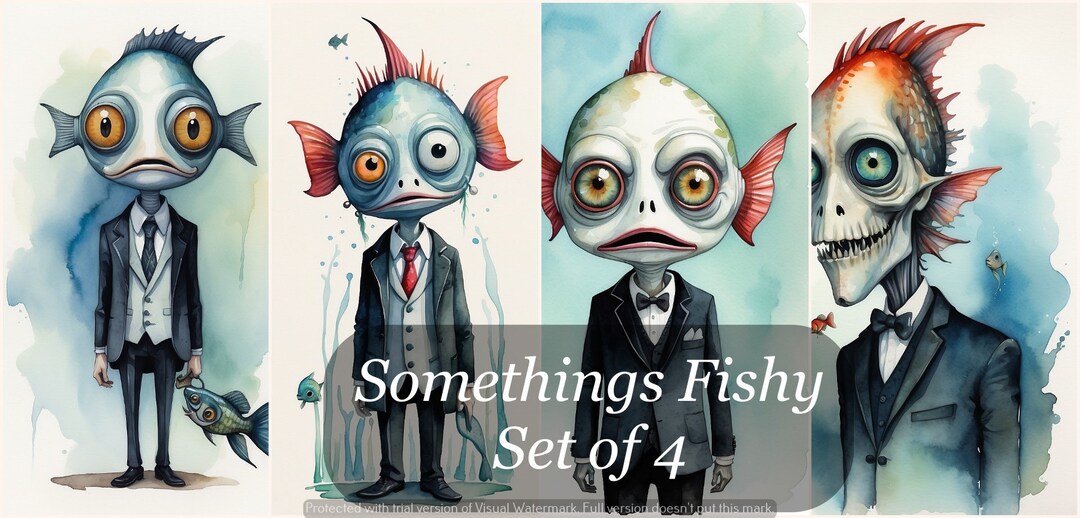 Somethings Fishy Digital Download Set of 4 - Etsy