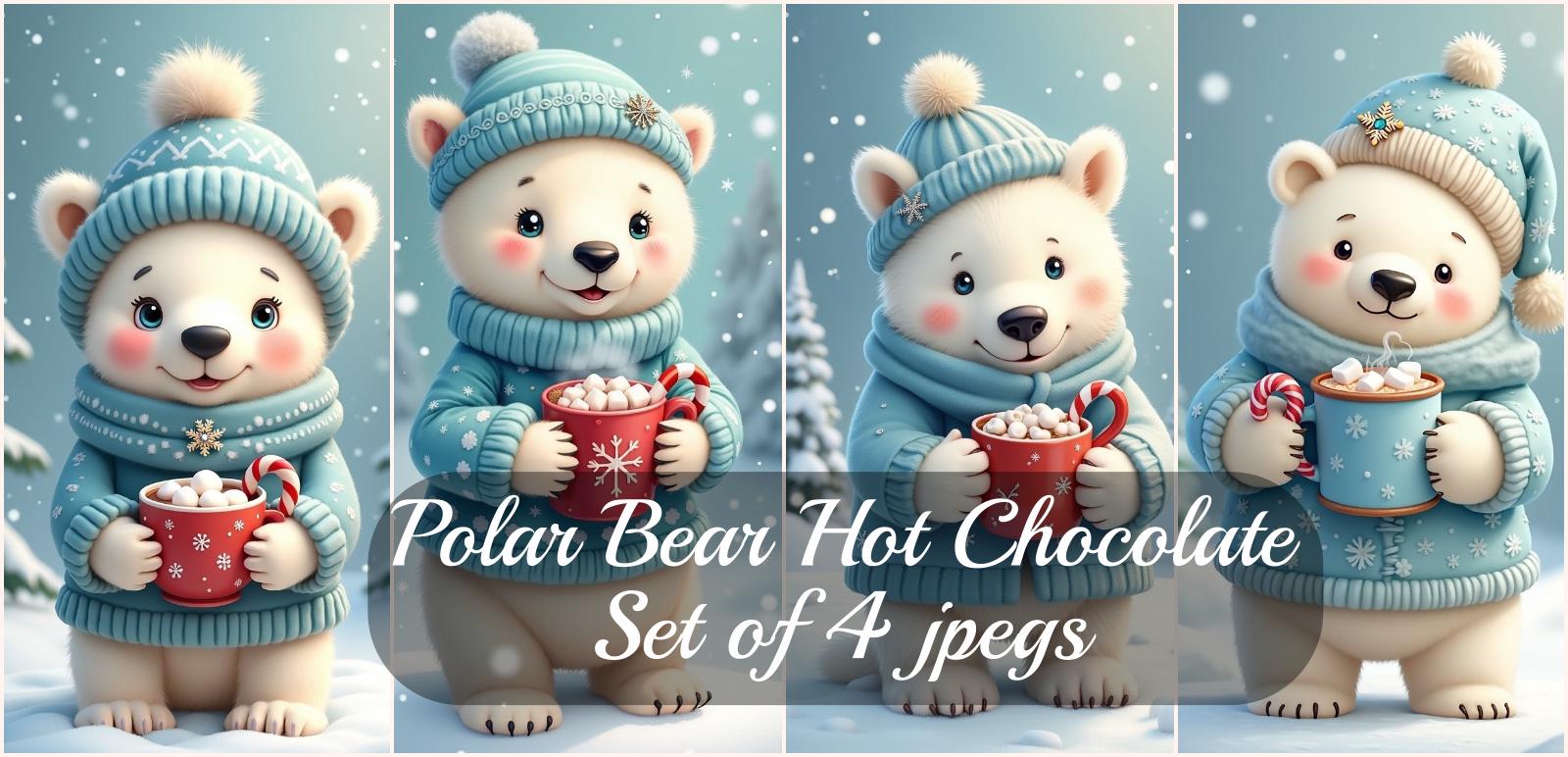 Polar Bear Hot Chocolate Digital Download Set of 4 Designs - Etsy