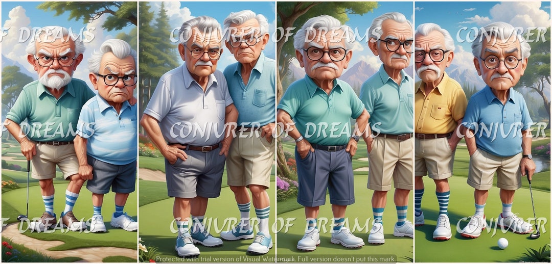 Grumpy Grandpa Golfers AI Art Digital Download Set of 4 - Etsy