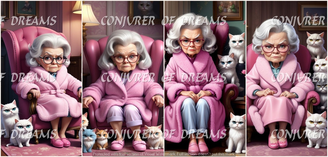 Grumpy Cat Lady AI Art Digital Download Set of 4 - Etsy