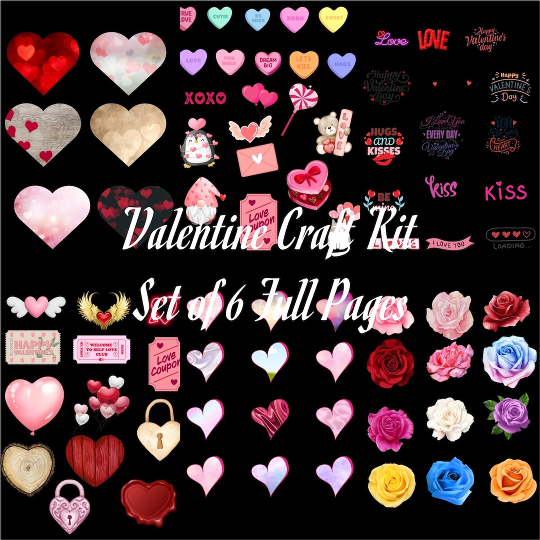 Valentine Craft Kit Digital Download Set of 6 Full Pages - Etsy