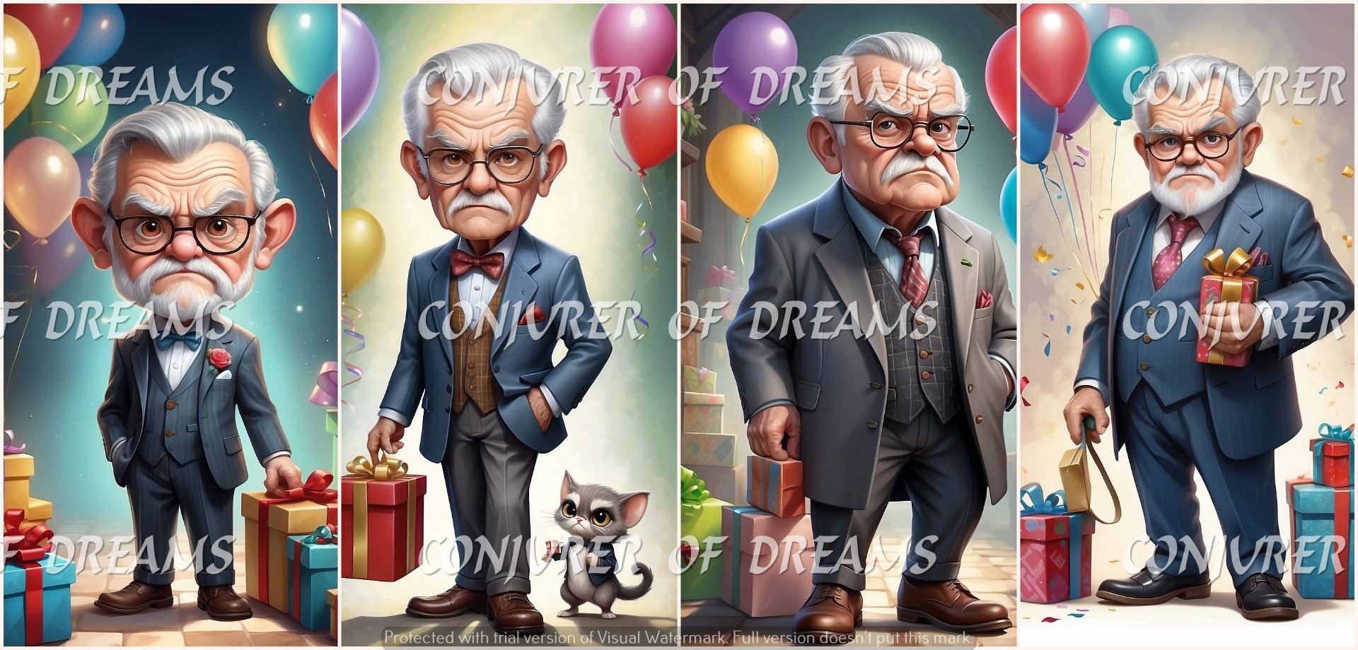 Grumpy Old Man Birthday AI Art Digital Download Set of 4 - Etsy