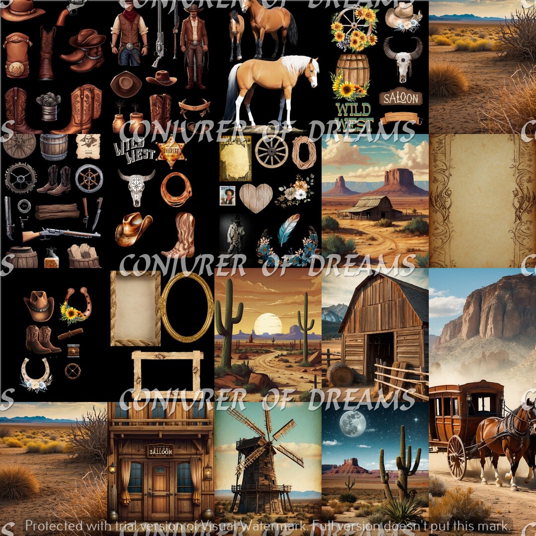 Old West Backgrounds and Elements AI Art Digital Download Set of 18 ...