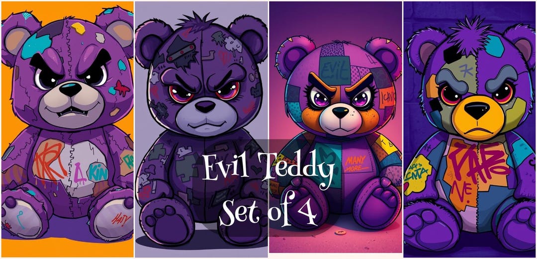 Evil Teddy Digital Download Set of 4 - Etsy