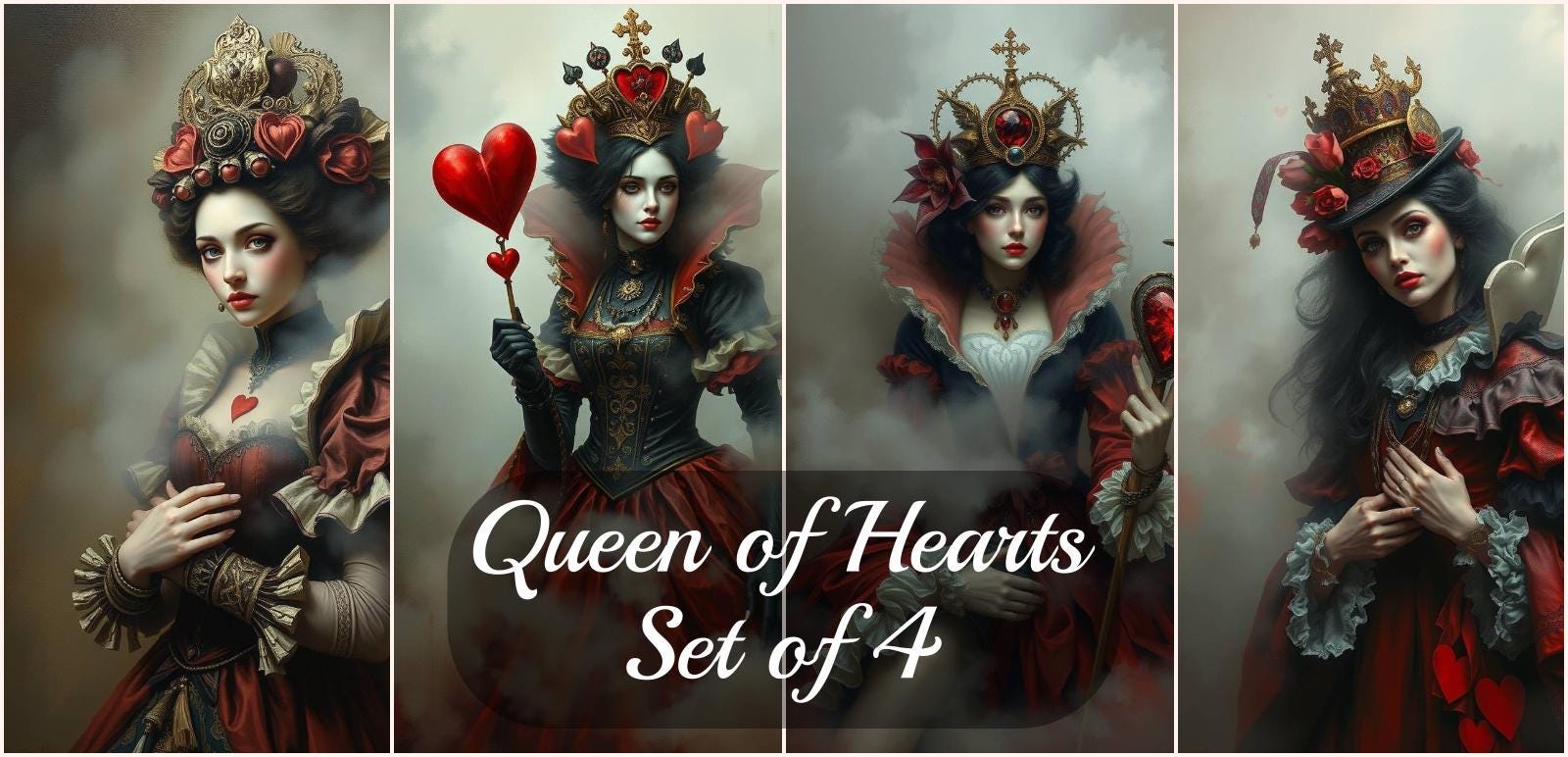 Queen of Hearts Digital Download Set of 4 - Etsy