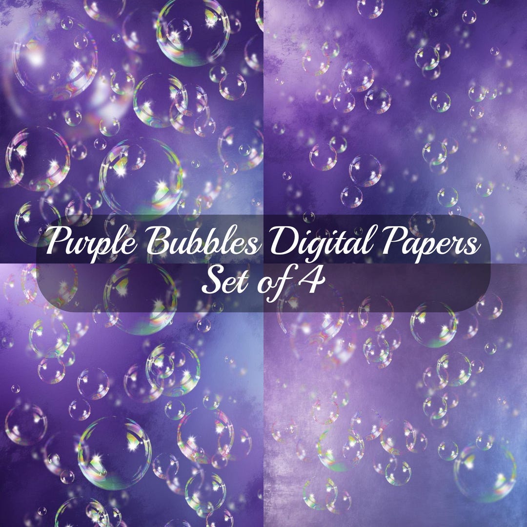 Purple Bubbles Digital Paper Digital Download Set of 4 - Etsy