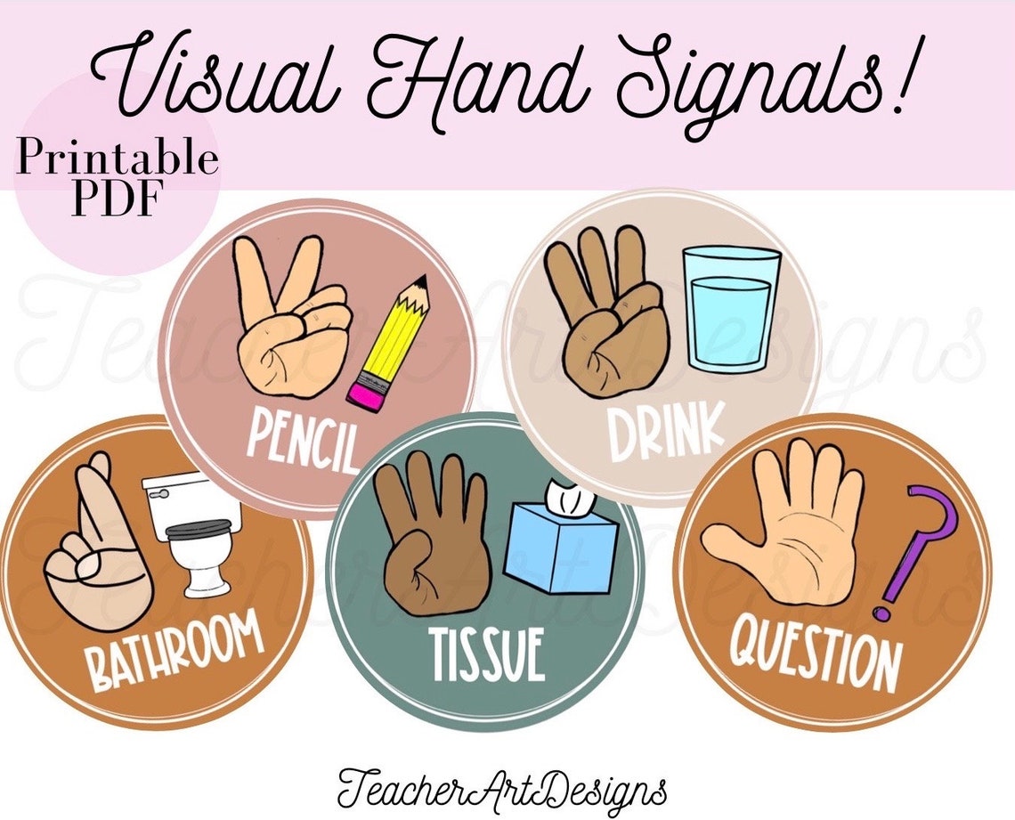 Visual Classroom Hand Signals teacher Resource classroom - Etsy