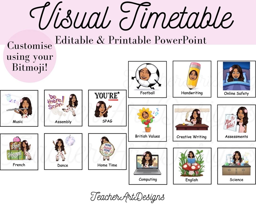 Visual Timetable Custom Bitmoji Classroom Timetable ADHD - Etsy Australia