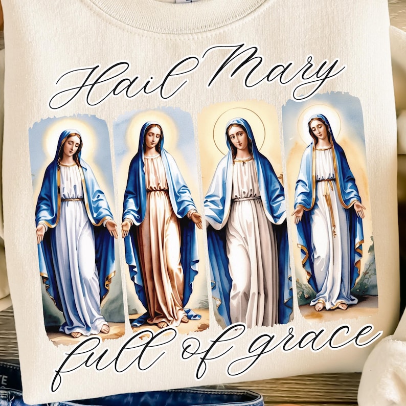 Virgin Mary PNG: Hail Mary Brushstroke Design (digital Download) - Etsy
