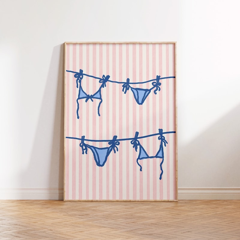 Pink and Navy Art - Etsy