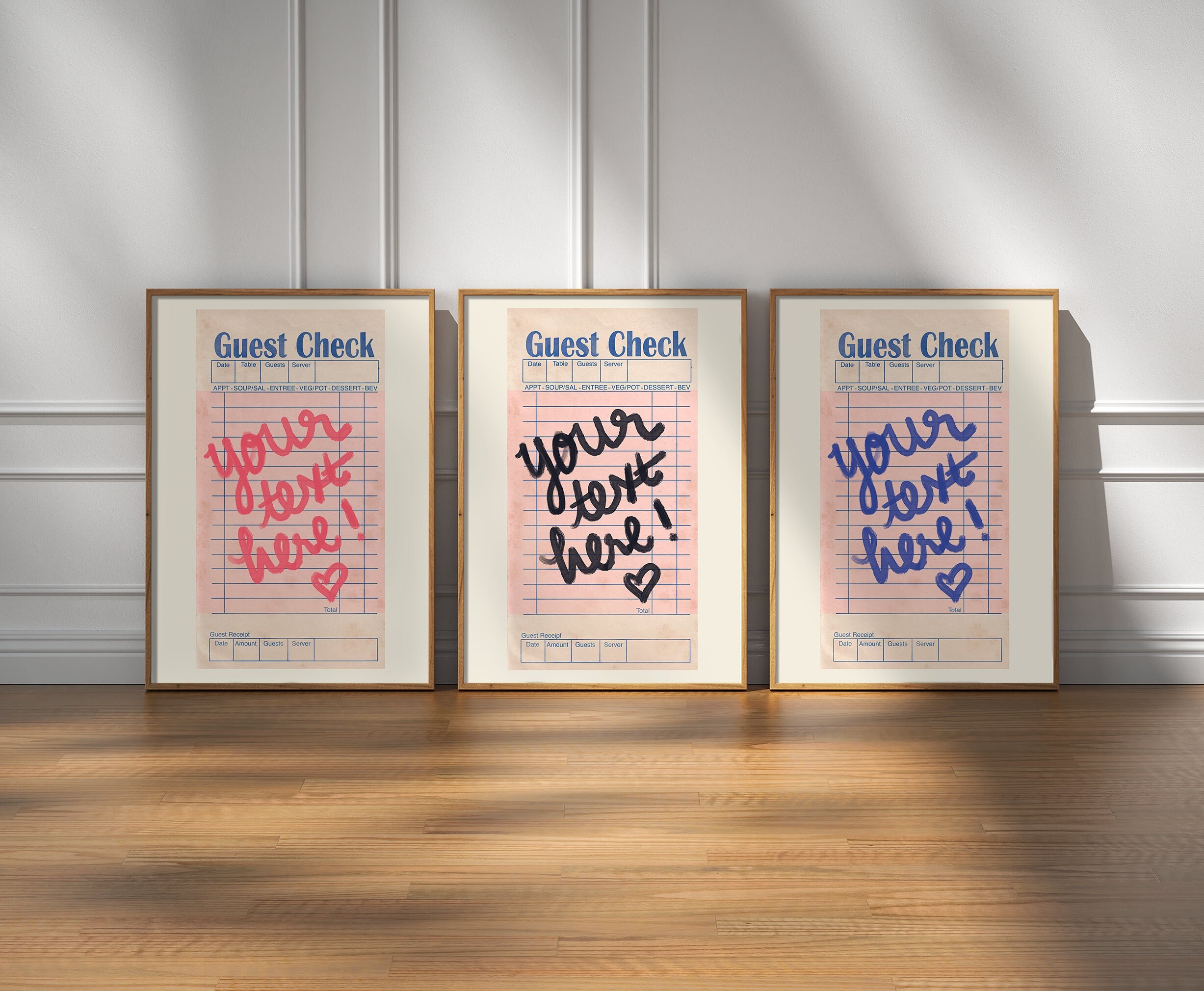Custom Guest Check Art Print, Trendy Wall Art, Guest Check Print ...