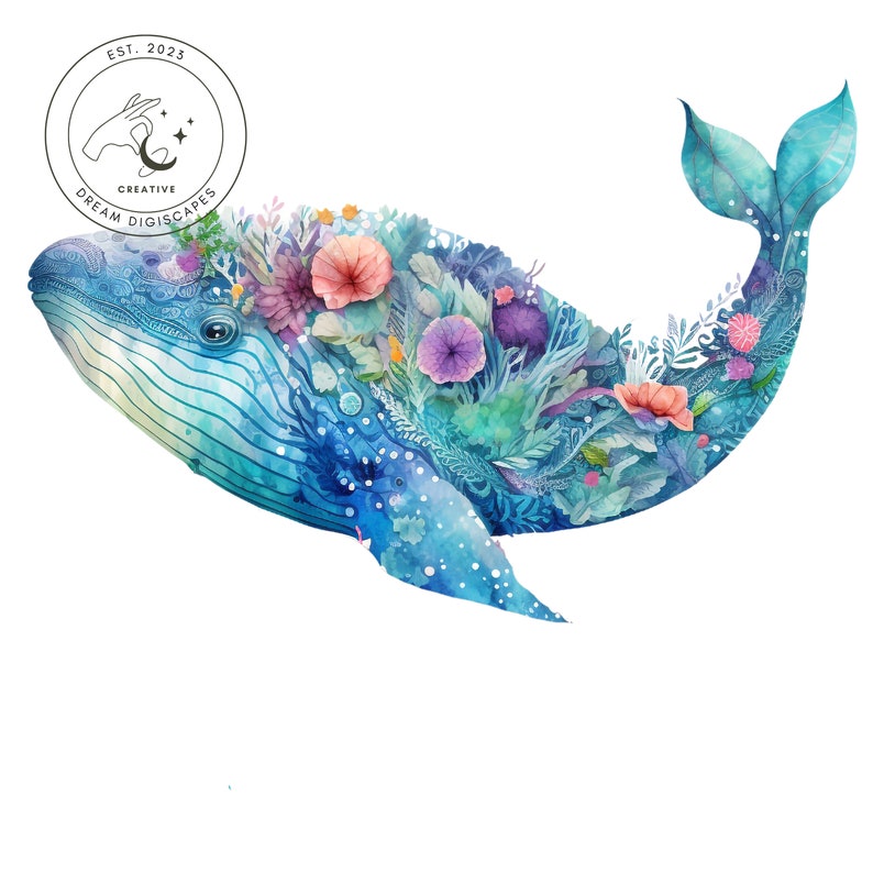 Whale Clipart, Sea Animals Clipart - Under the Sea Pngs, Watercolor Sea ...