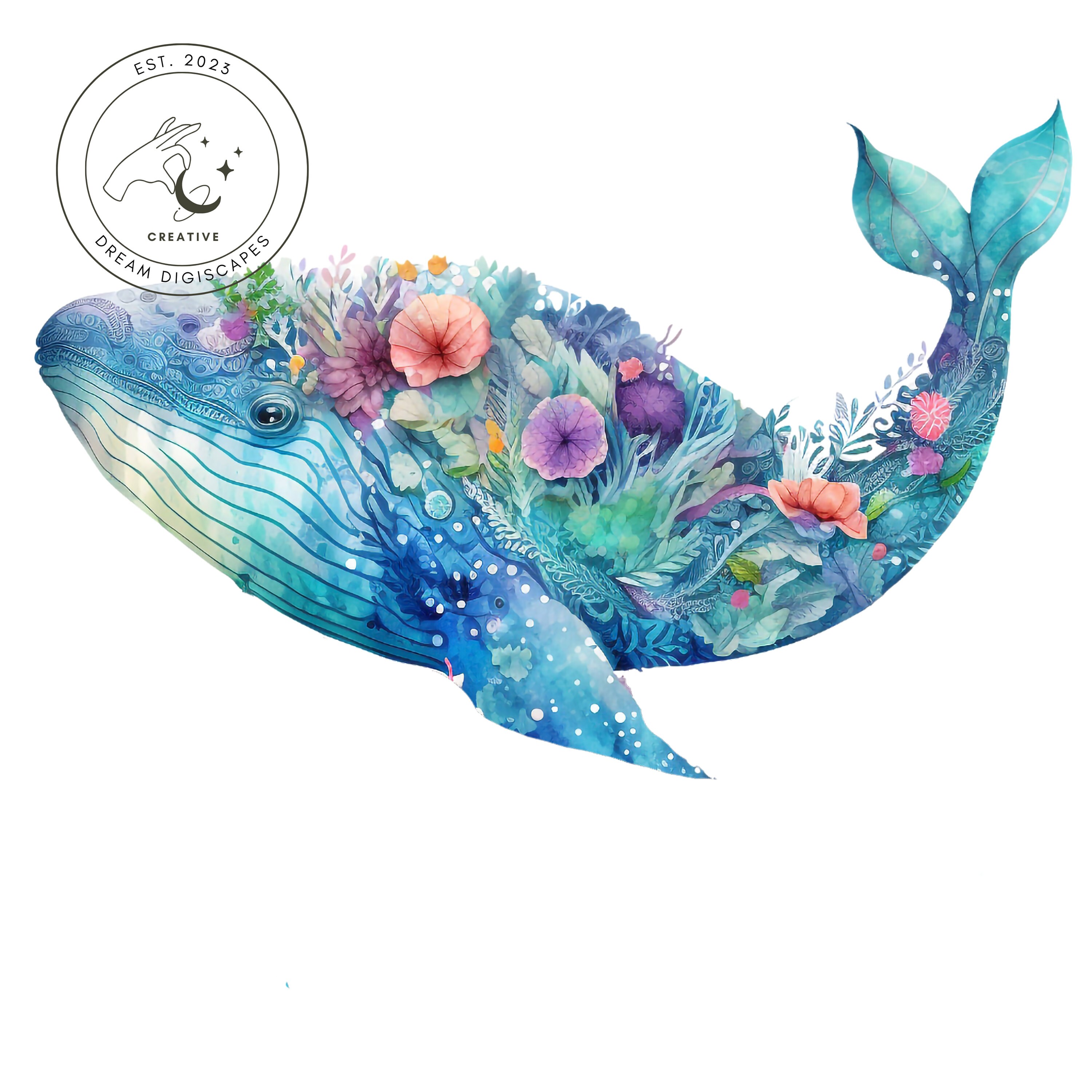Whale Clipart, Sea Animals Clipart - Under the Sea Pngs, Watercolor Sea ...