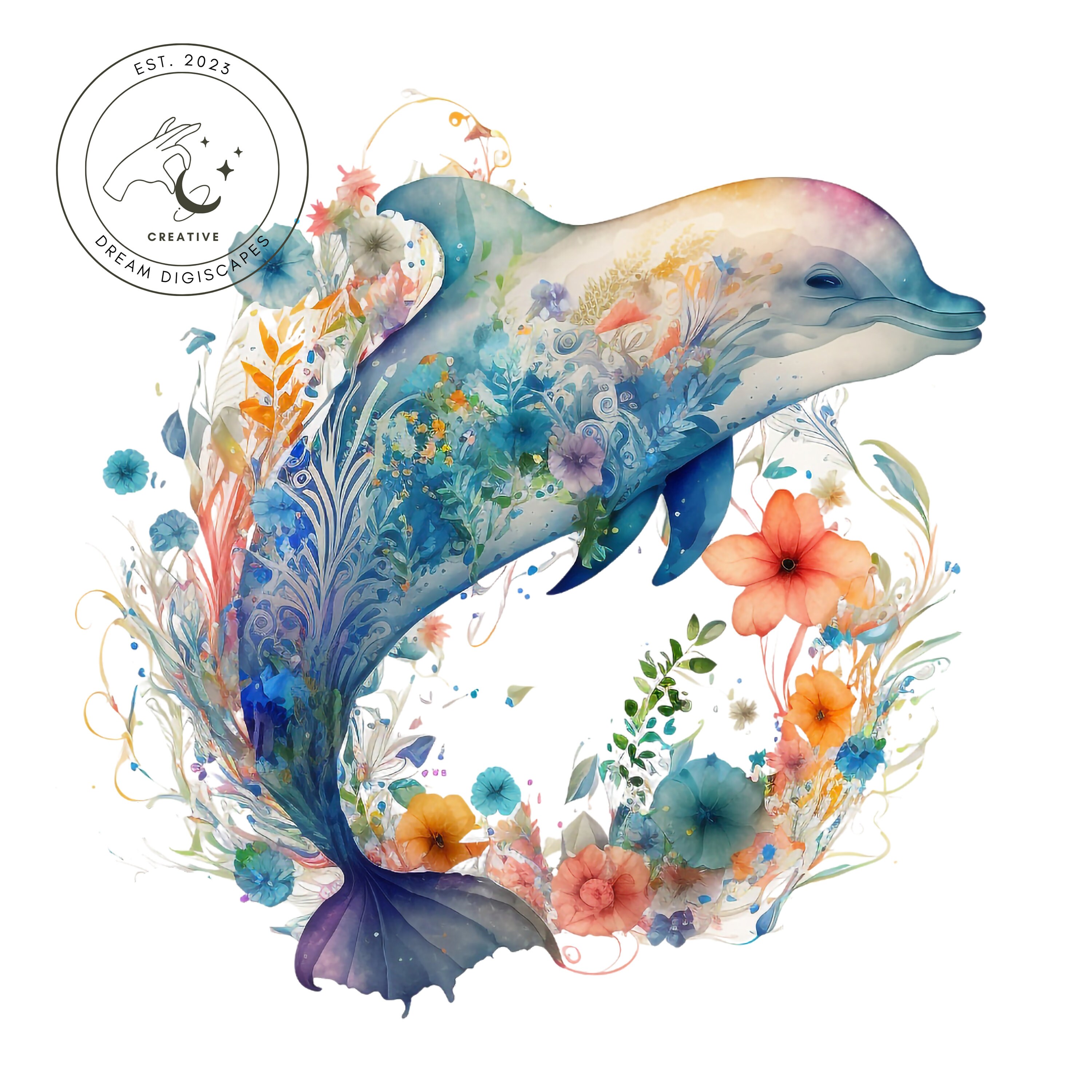 Dolphin Clipart, Sea Animals Clipart Under the Sea Pngs, Watercolor Sea ...