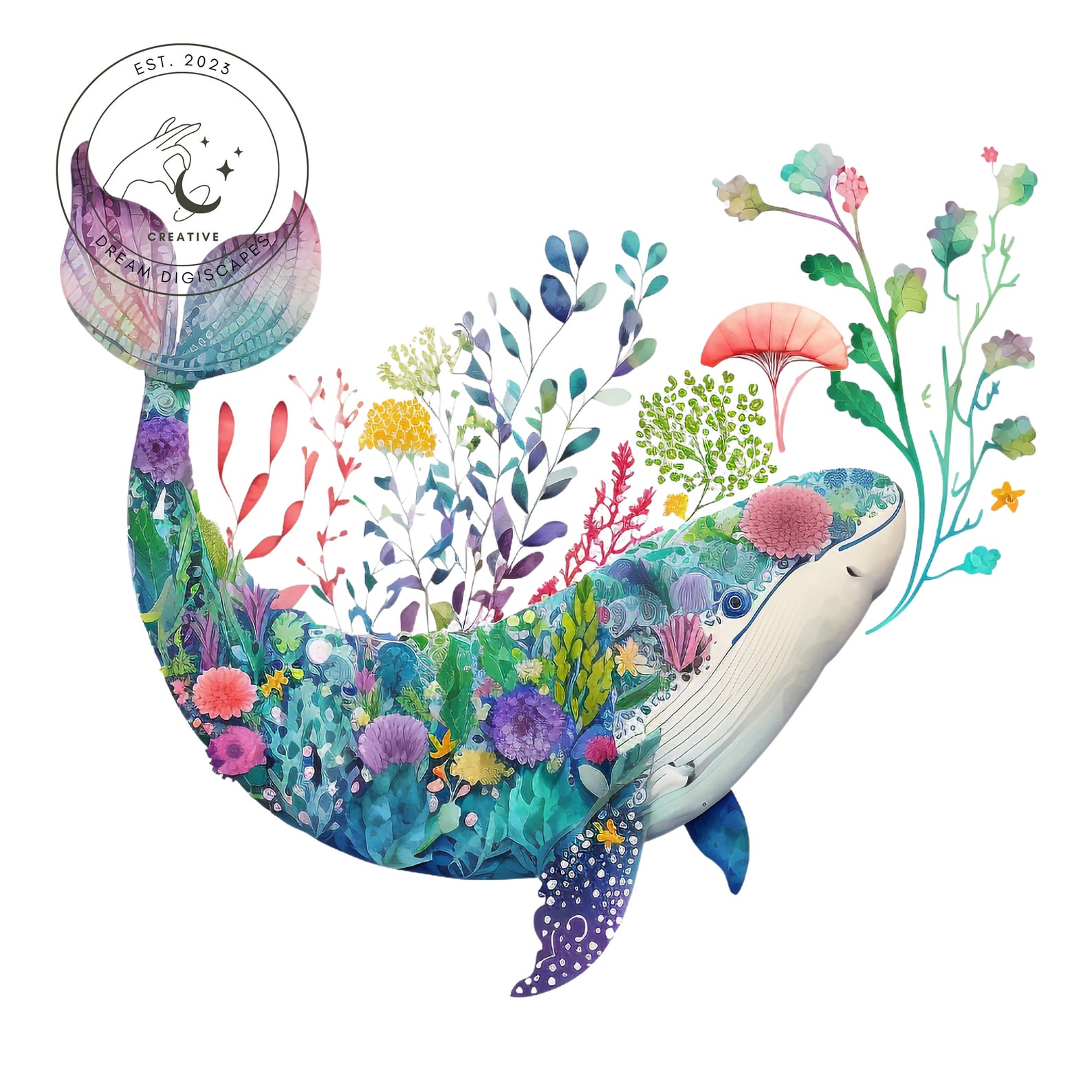 Whale Clipart, Sea Animals Clipart - Under the Sea Pngs, Watercolor Sea ...