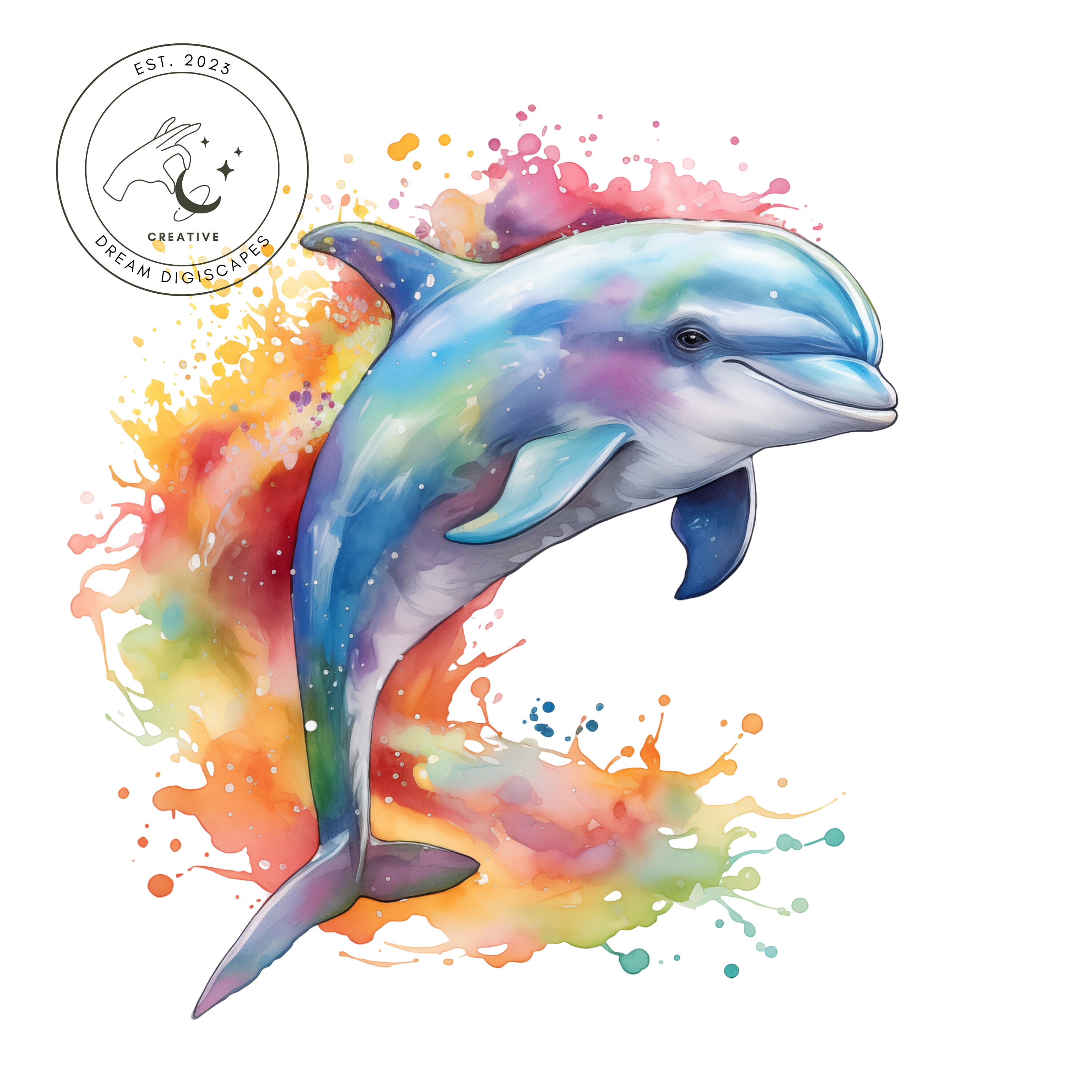 Watercolor Rainbow Dolphin Clipart | Sublimation Tumblers, Tshirts ...