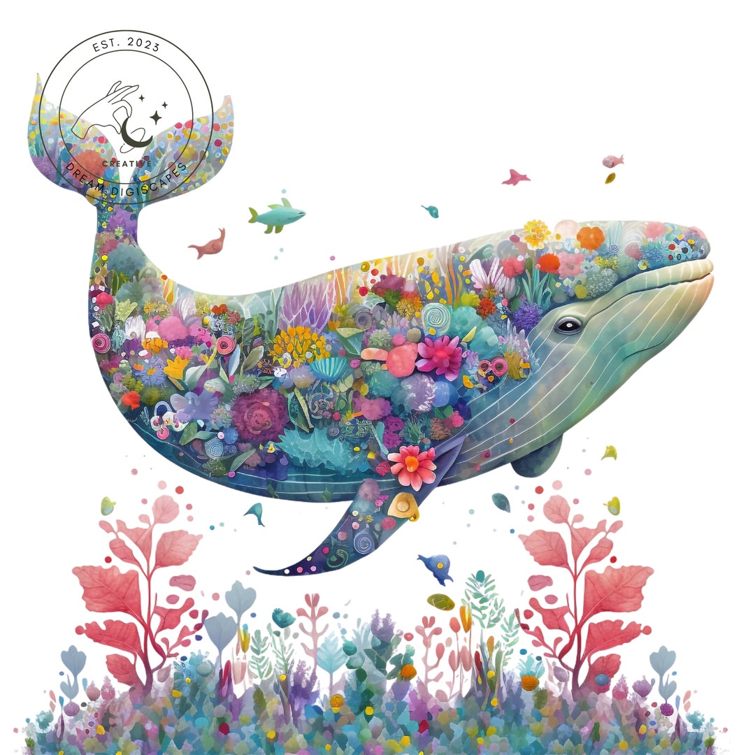 Whale Clipart, Sea Animals Clipart Under the Sea Pngs, Watercolor Sea ...