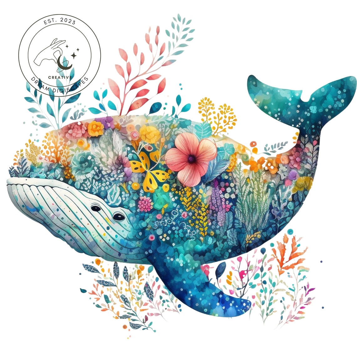Whale Clipart, Sea Animals Clipart - Under the Sea Pngs, Watercolor Sea ...