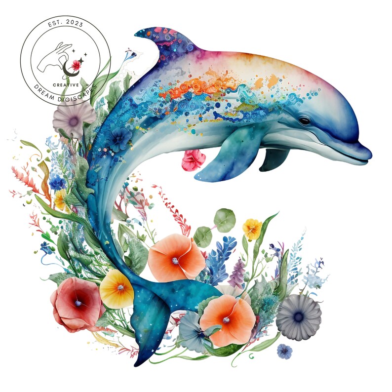 Dolphin Clipart, Sea Animals Clipart - Under the Sea Pngs, Watercolor ...
