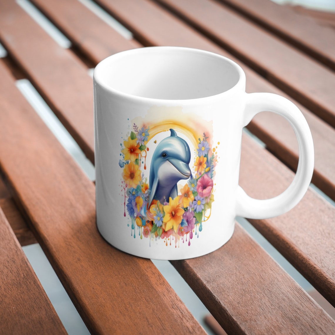 Watercolor Floral Dolphin Clipart | Sublimation Tumblers, Tshirts, Wall ...