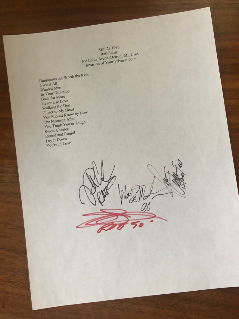 RATT Signed Reprinted Setlist 1985 X4 Autographs - Etsy