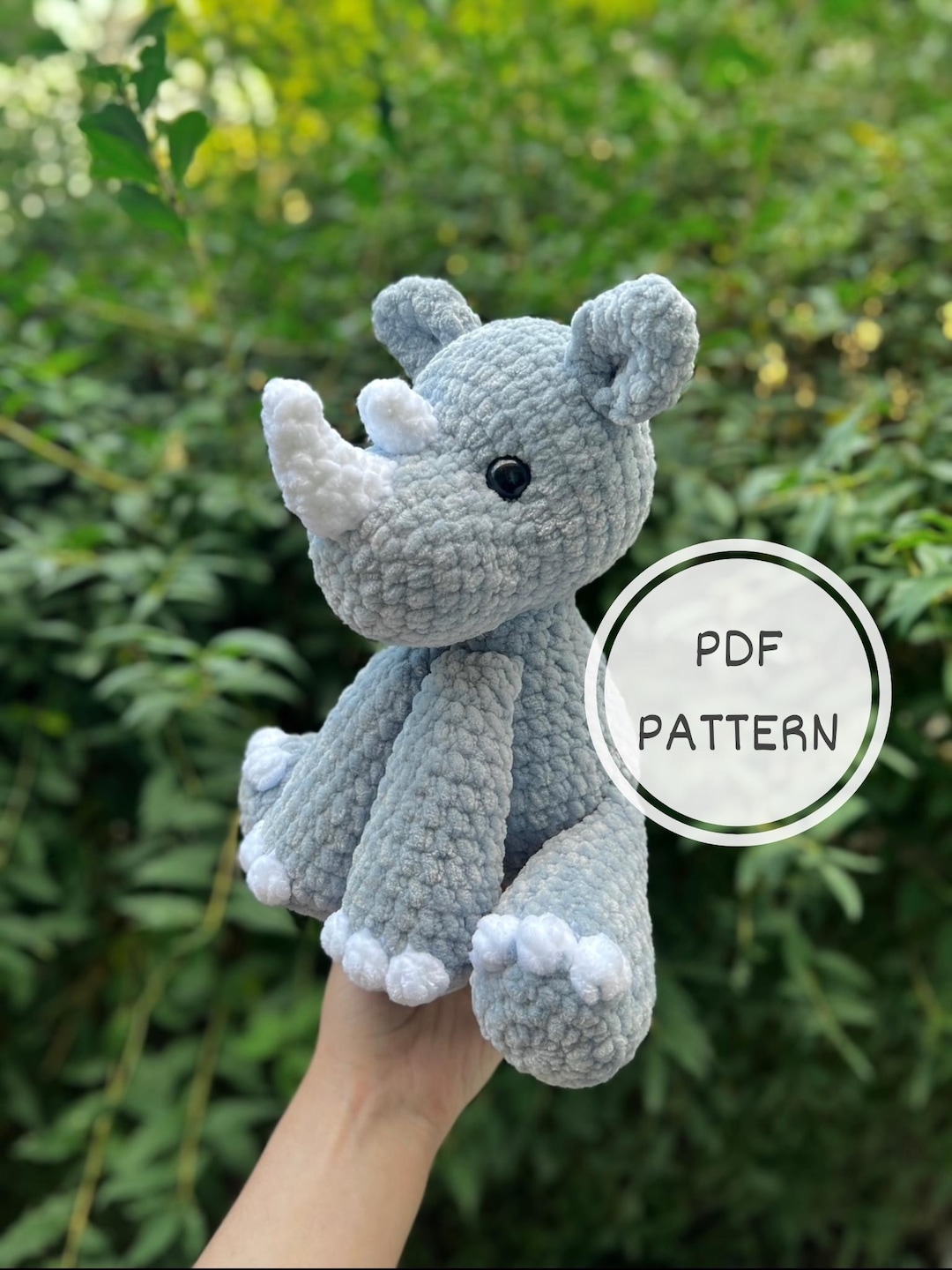 Crochet Sitting Rhino Amigurumi Pattern | Safari Animal Crochet Pattern ...