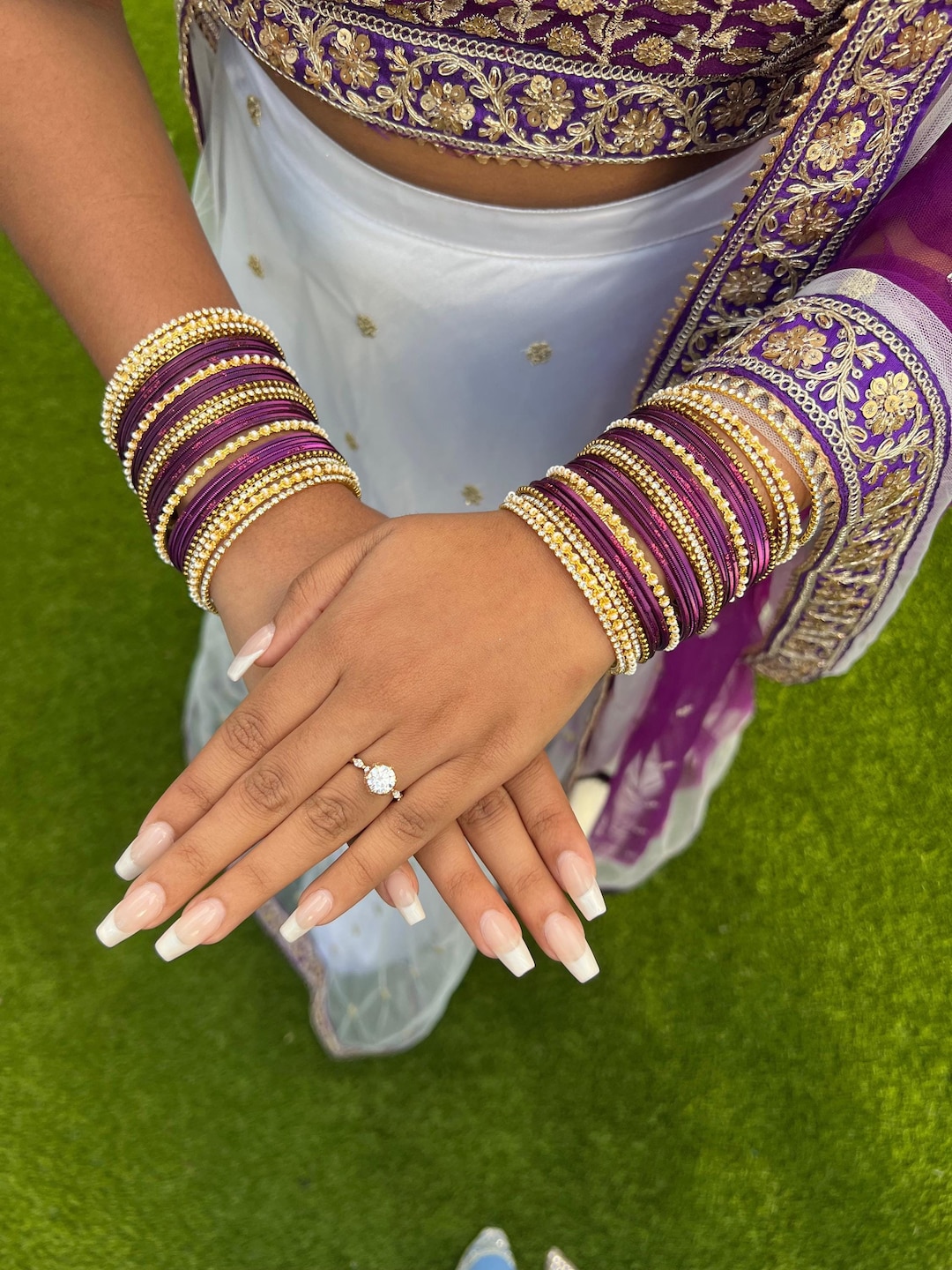 Purple and Gold Indian Bangles Set | Purple Bangles for Mehendi, Nikkah ...