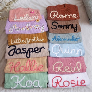 Custom Name Baby Sweater, Personalized Hand Embroidered Baby Sweater ...