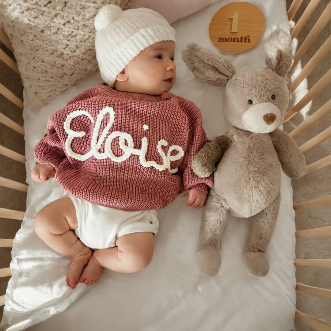 Personalized Baby Name Sweater,baby Knit Sweater With Name,newborn ...