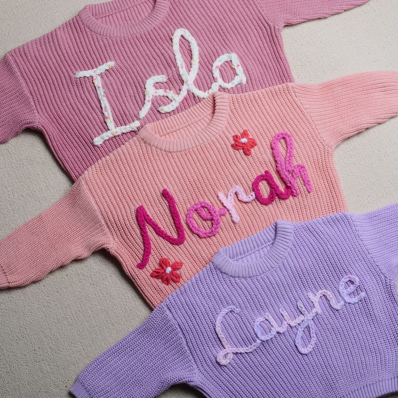 Custom Name Baby Sweater, Personalized Hand Embroidered Baby Sweater ...