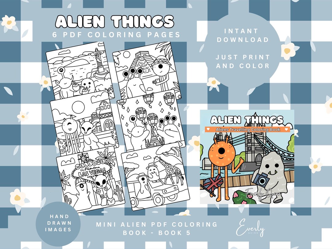 Traveling Alien Coloring Book | Bold Outlines | Fun World Travel With ...