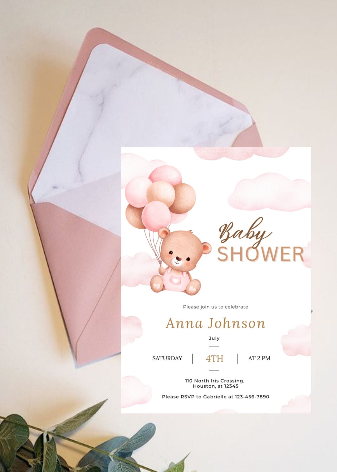 Pink Baby Shower Invitation Template It's a Girl - Etsy