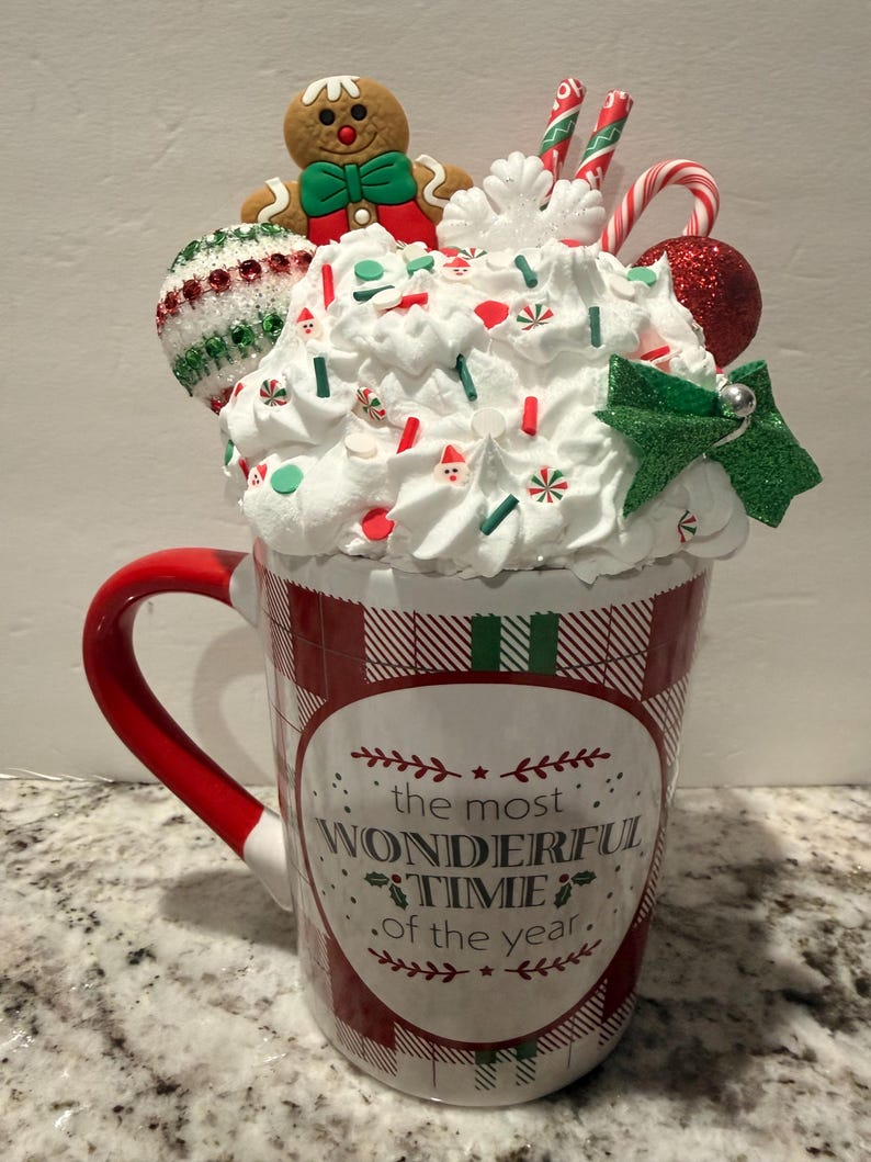 Faux Hot Chocolate Whipped Cream Candy Gingerbread Christmas Mug ...