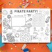 Pirate Party Activities Placemat for Kids Party | Kids Activity ...