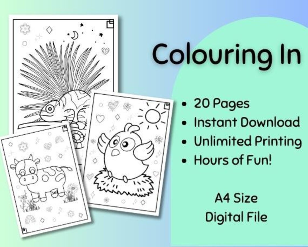 20 Printable Activities for Kids Animal Colouring Activity - Etsy