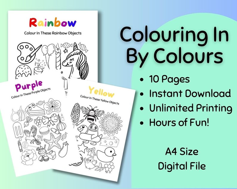 10 Printable Colouring in for Kids Coloring in Activity - Etsy