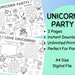 Unicorn Activities Placemat for Kids Party Kids Activity Bundle ...
