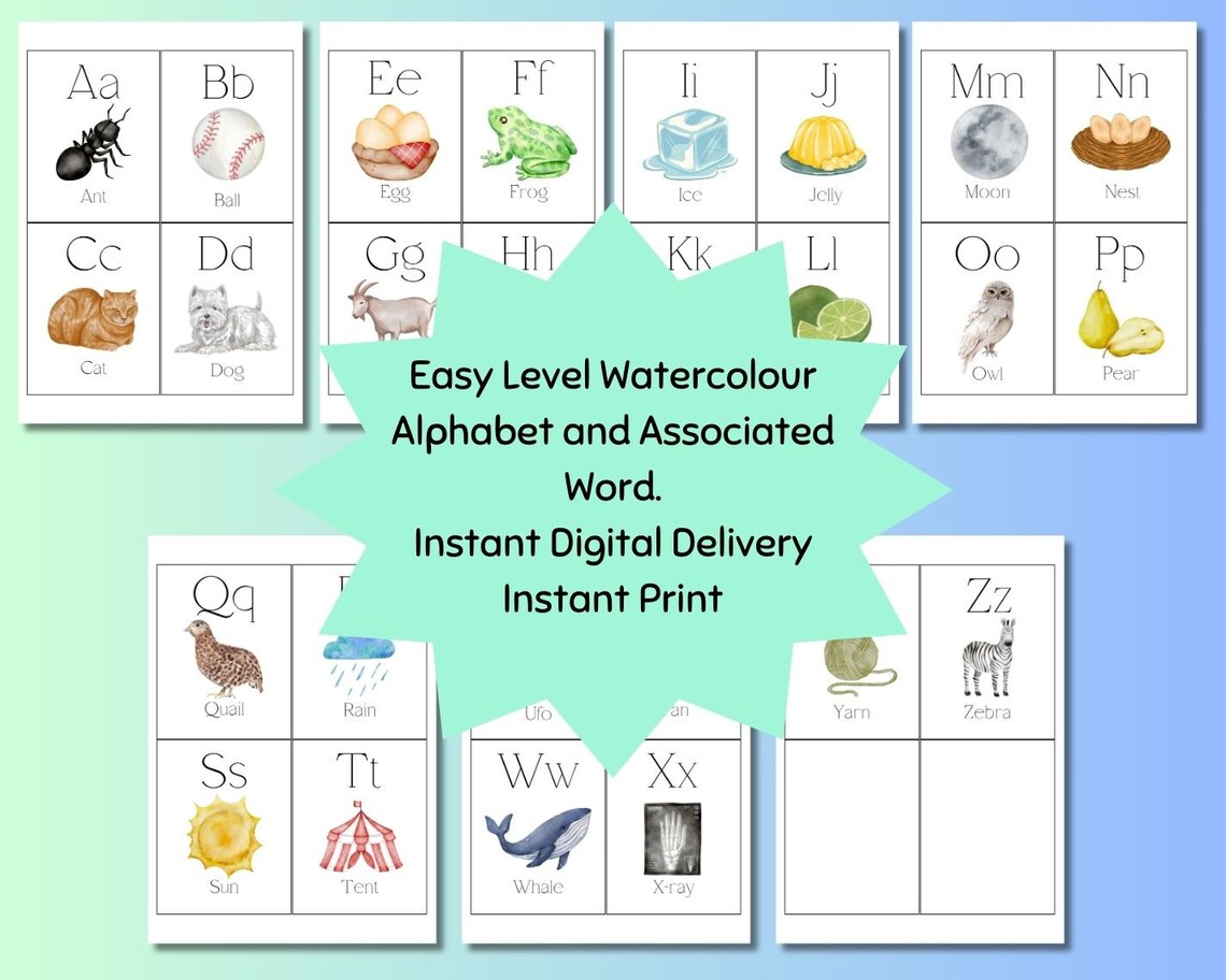Easy Montessori Alphabet Cards | Instant Download | Montessori Learning ...
