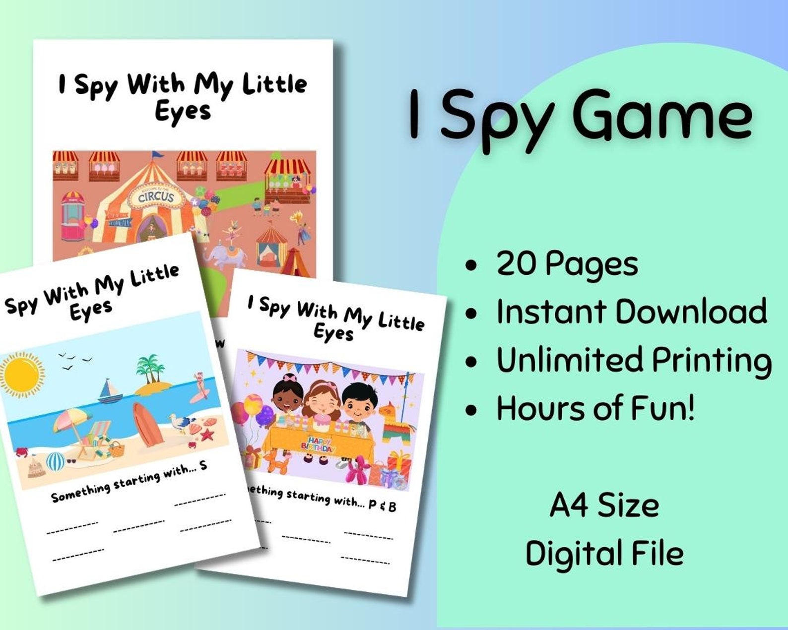 20 Printable I Spy Game for Kids Kids Game Activity Bundle Printable ...