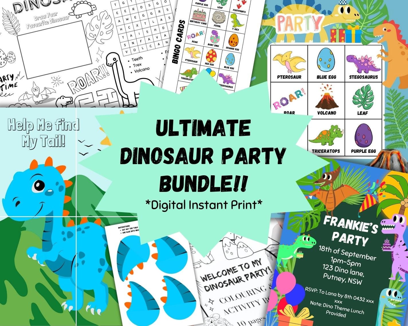 The Ultimate Dinosaur Party Bundle Printable Instant Digital Download ...