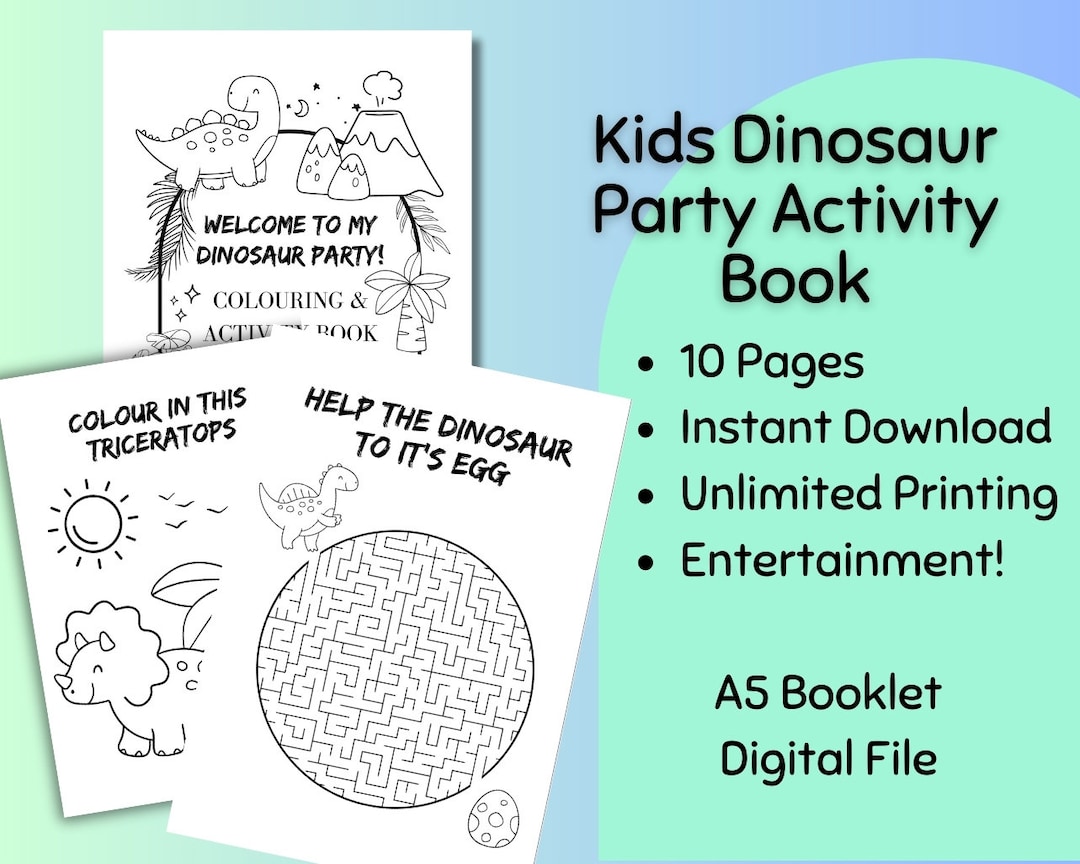 Personalised Dinosaur Party Activity | Printable - Instant Download ...