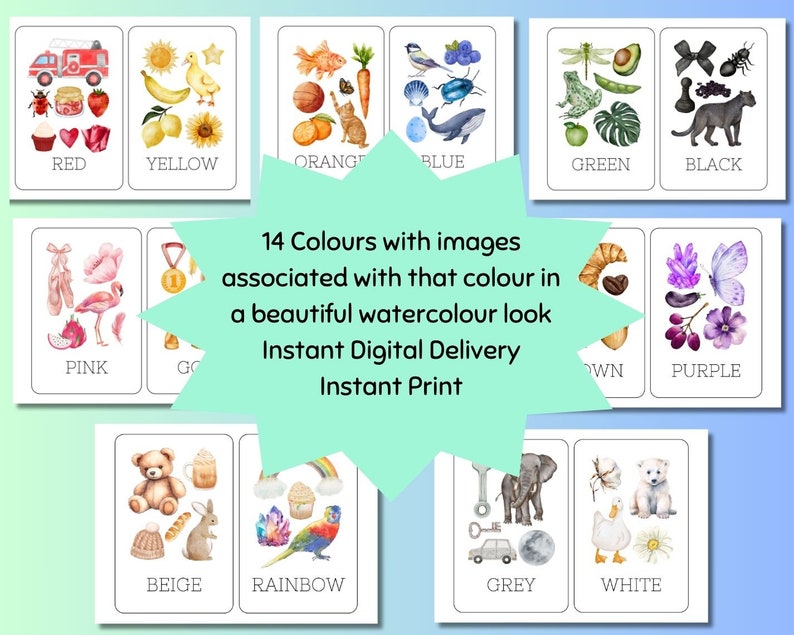 Colour Flashcards| Natural Colour Flashcards | Vocabulary | Montessori ...