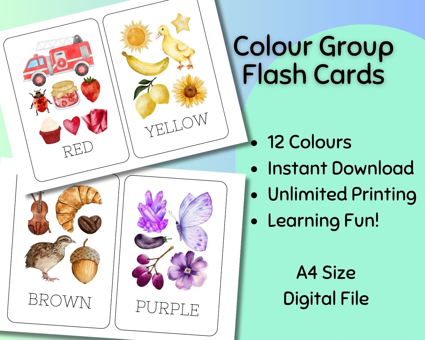 Colour Flashcards| Natural Colour Flashcards | Vocabulary | Montessori ...