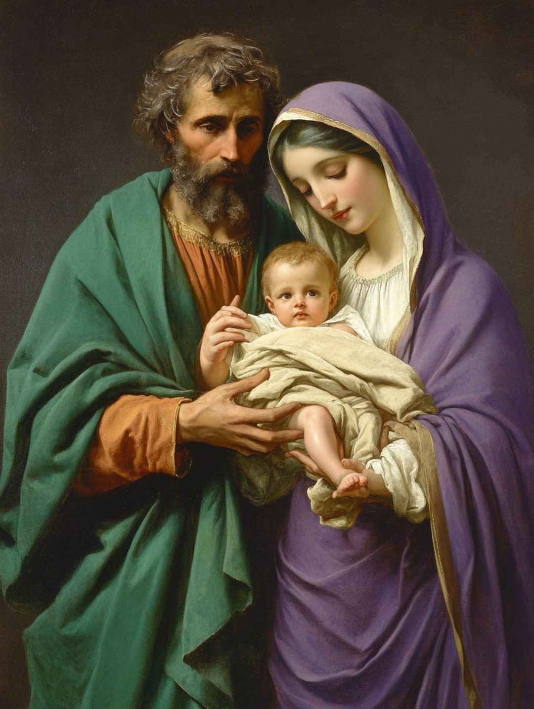 Holy Family - Jesus, Mary, and Joseph (set of 2 Paintings) - Digital ...