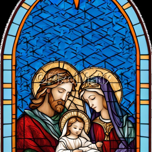 Holy Family Stained Glass - Etsy