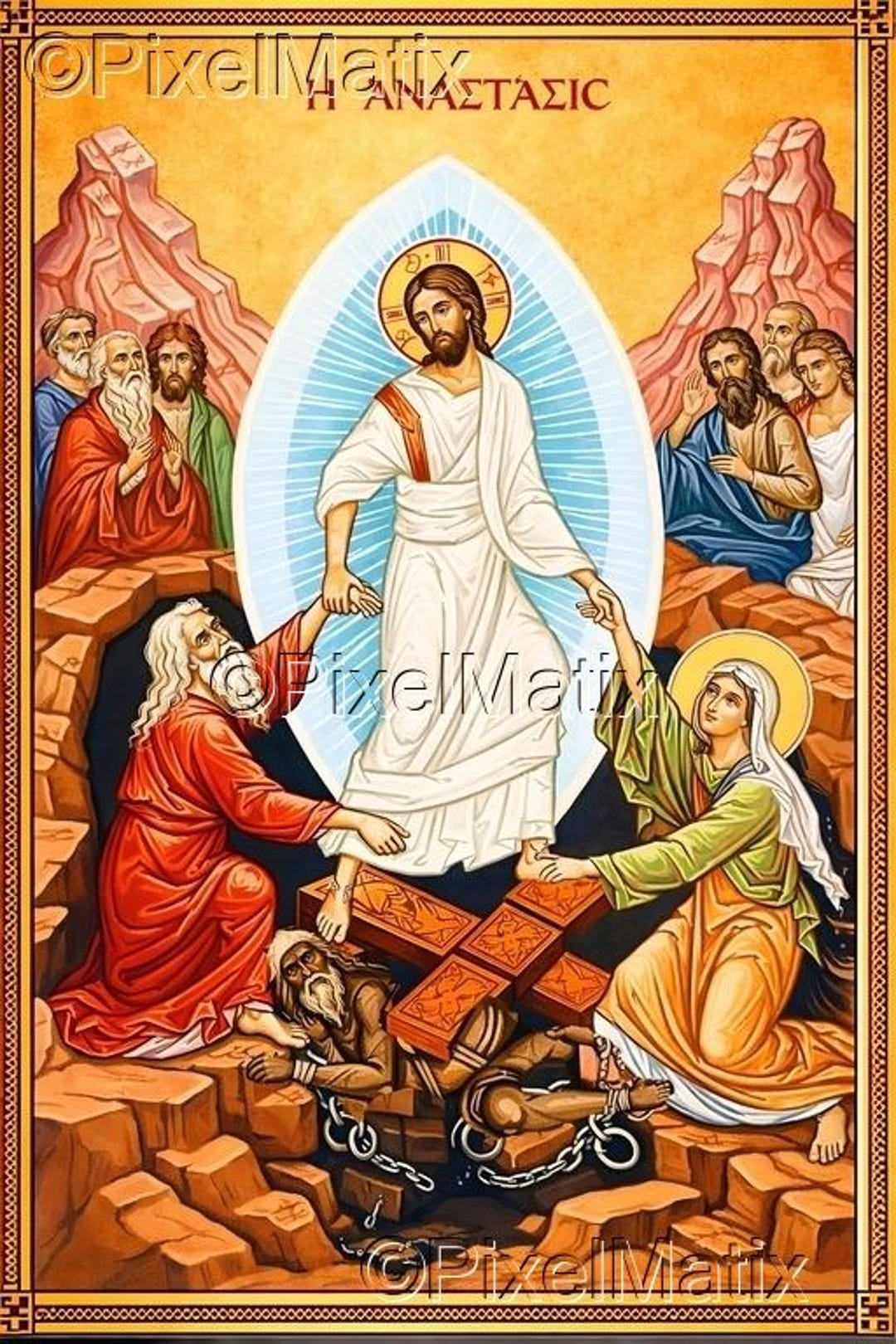 Resurrection of Jesus and Redemption of Adam and Eve, Orthodox Icon ...