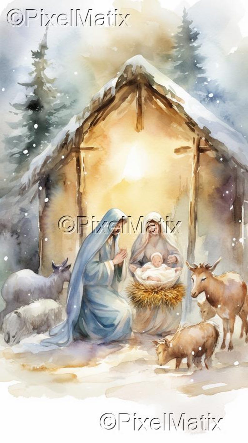 Christmas Cards - Watercolor Painting - Collection (set of 5 Cards ...