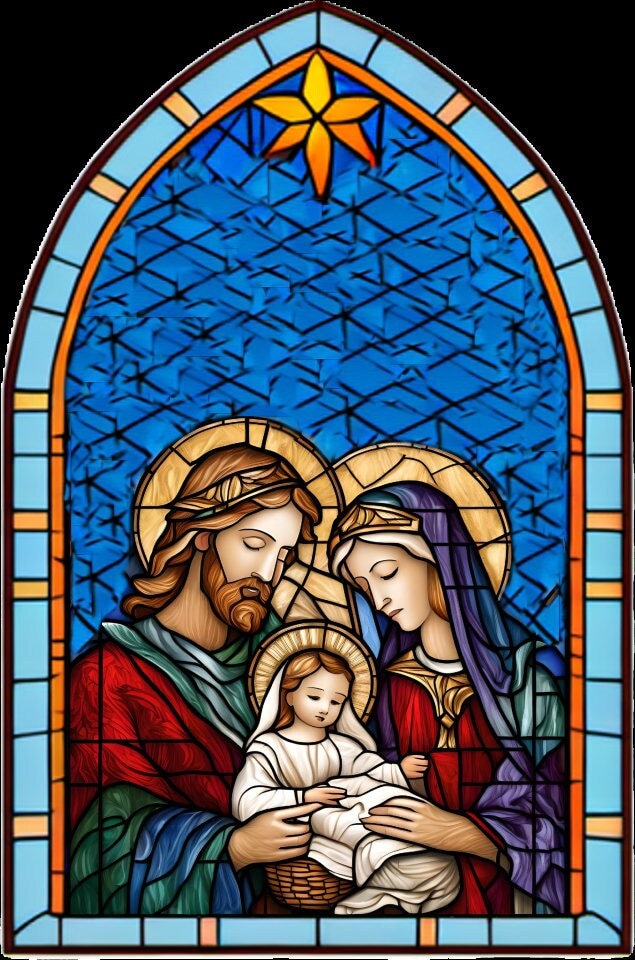 Holy Family: Stained Glass Style Nativity Scene (Download Now) - Etsy